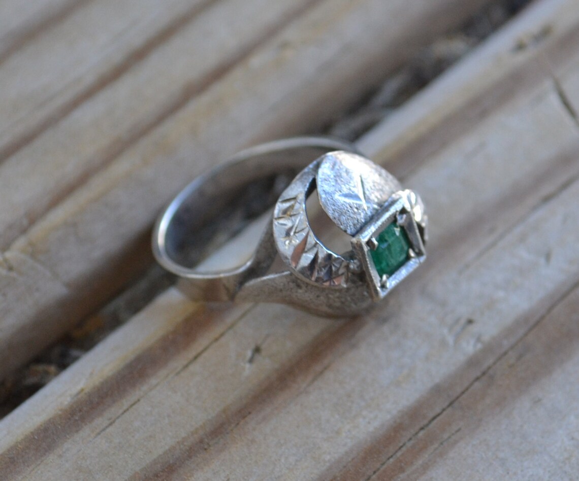 Beautiful retro sterling or coin silver artisan handmade ring | Etsy