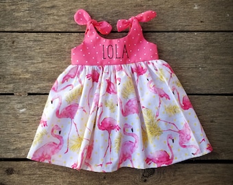 Girls Flamingo Dress | Etsy