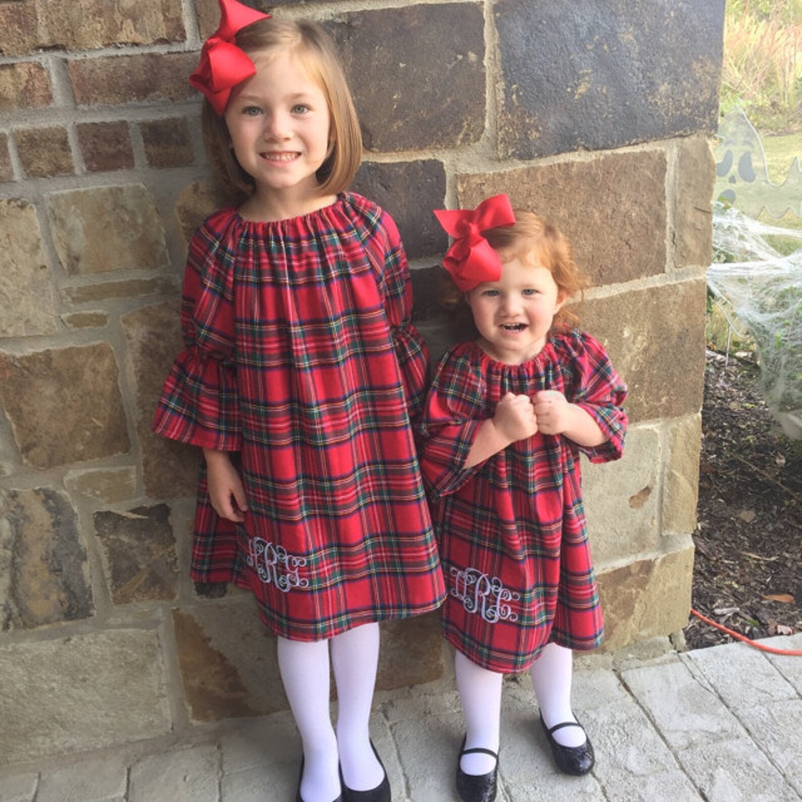 Girls Plaid Dress, Red Plaid, Three Quarter Christmas Dress ...