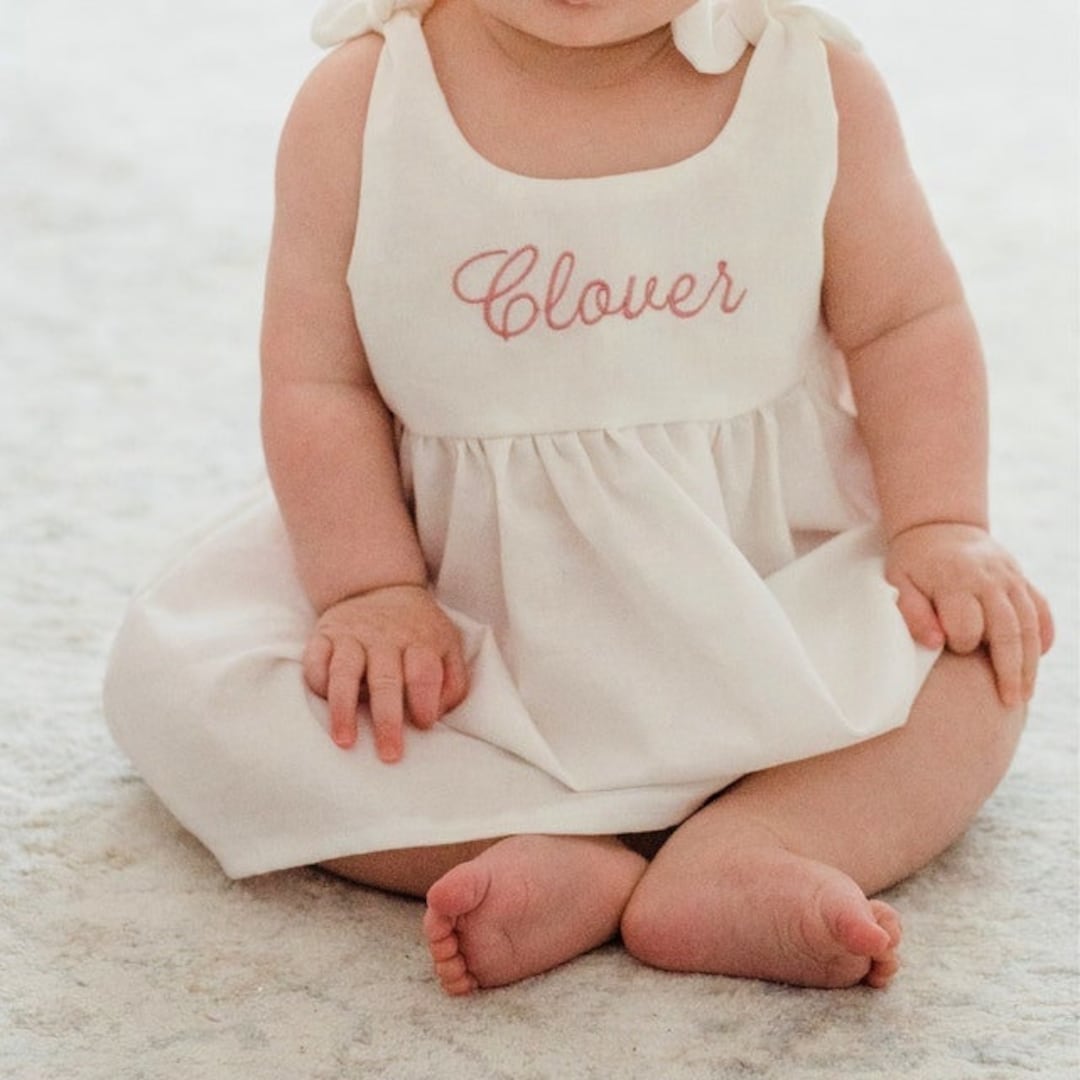 Monogrammed Baby Dress Personalized Baby Gift With Name Boho Baby ...