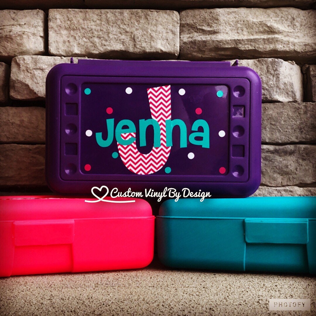 Personalized Kids Pencil Box: Custom Initial, Name, Polka Dots - Etsy