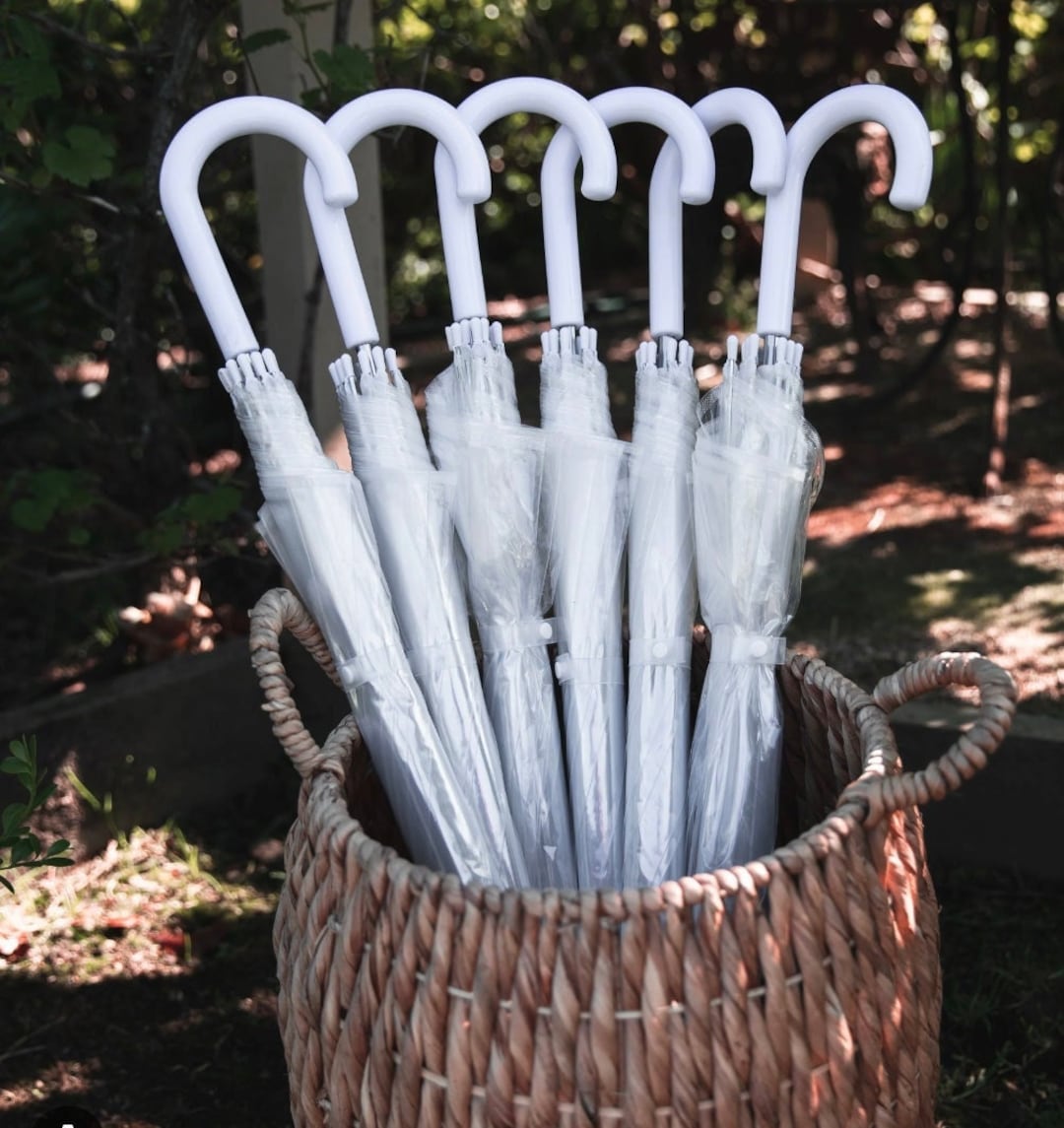 Set of 6 Clear Dome Wedding Umbrellas • Transparent Bridal Party ...