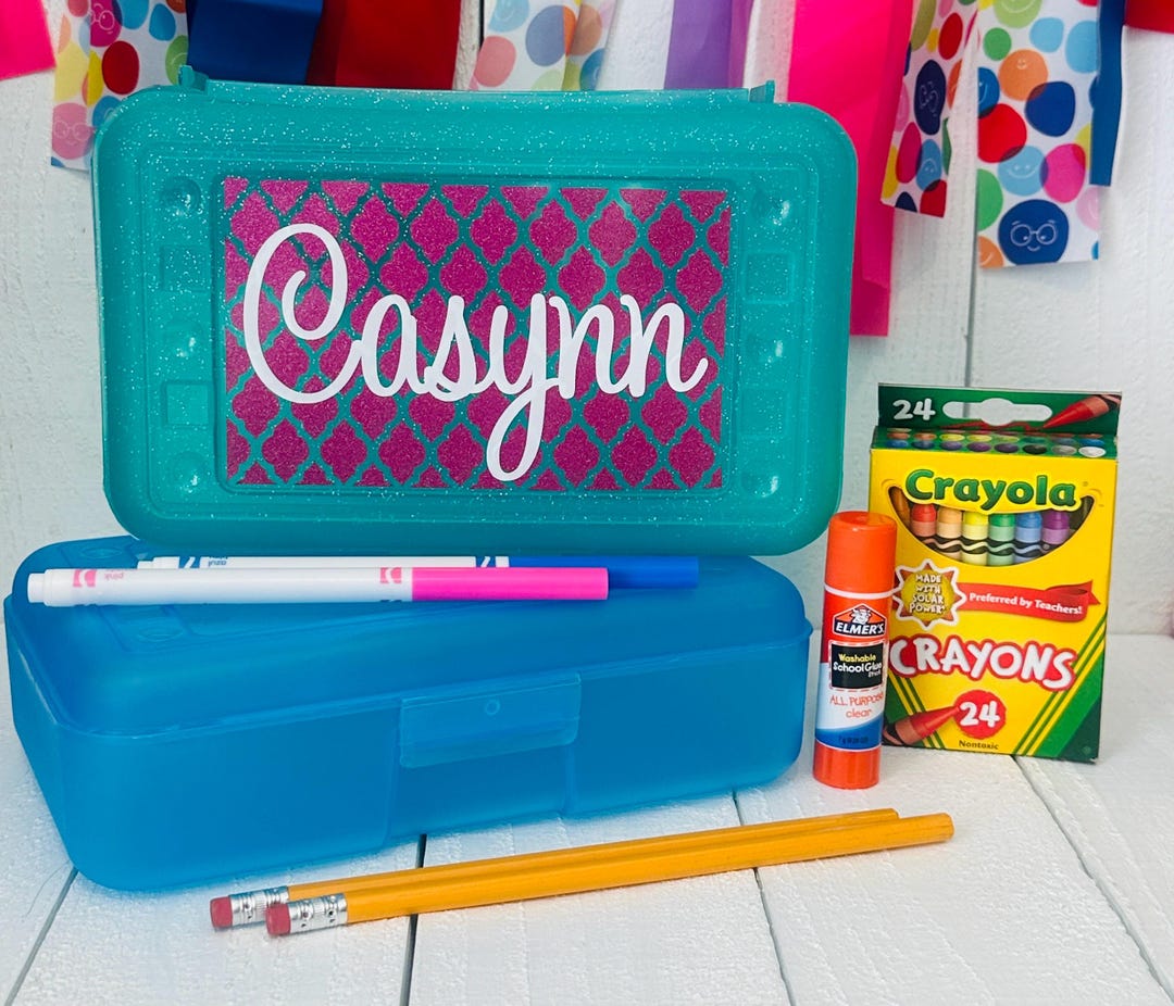 Personalized Plastic Pencil Box: Quatrefoil Pattern, Custom Name - Etsy