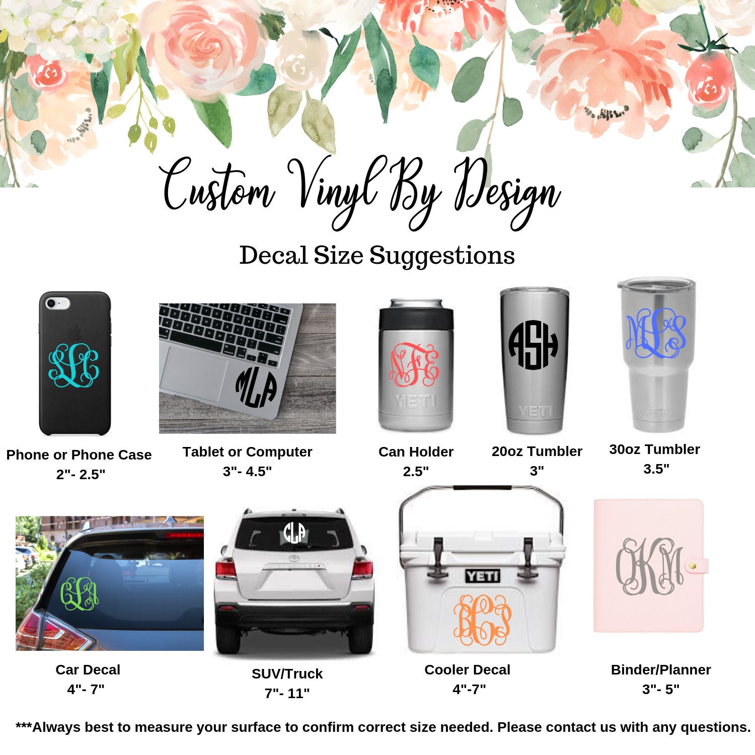 Monogram Car Decal Monogram Car Sticker Monogram Truck | Etsy