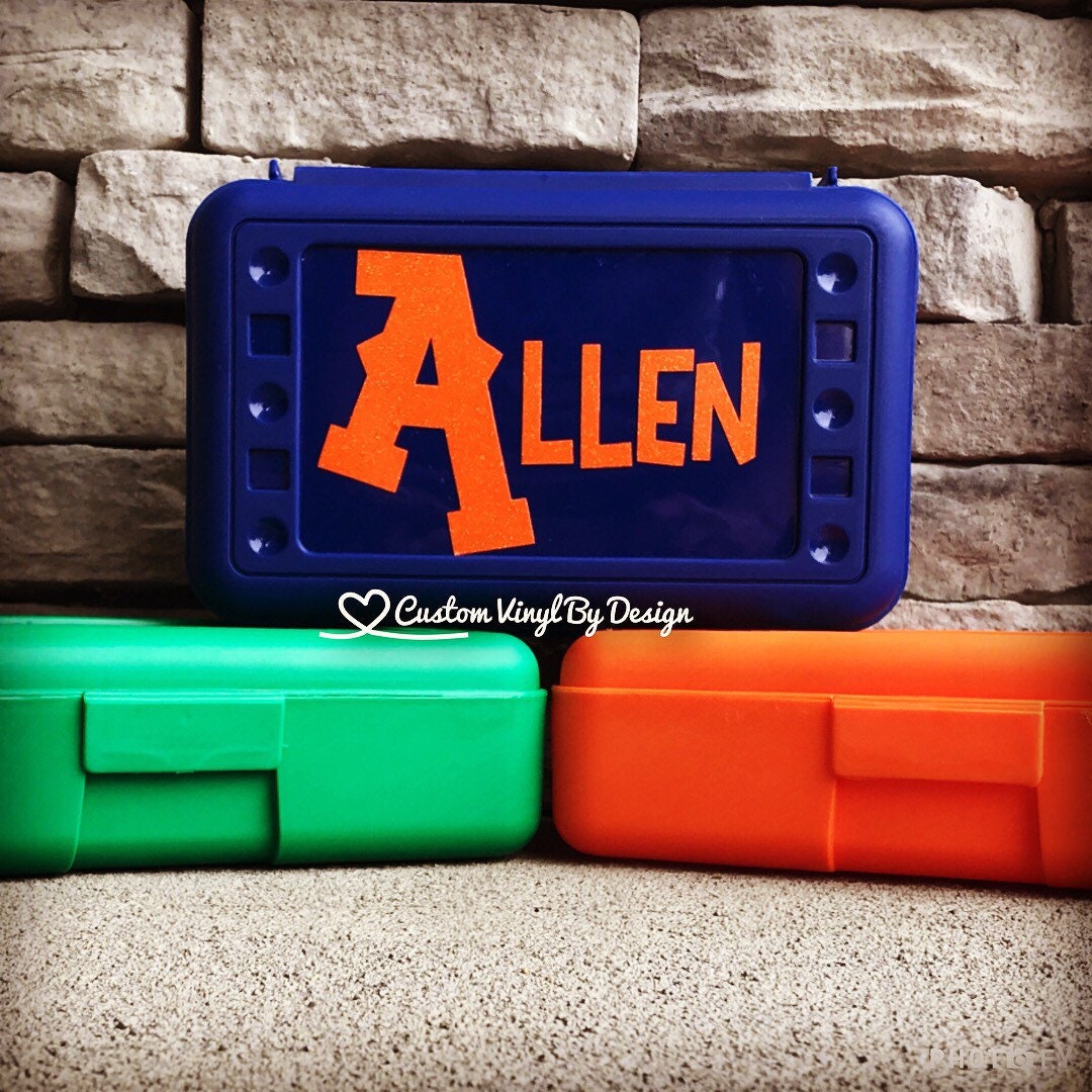 Personalized Plastic Pencil Box: Custom Vinyl Name, School Supplies - Etsy