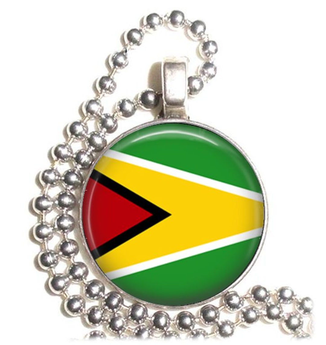 Republic of Guyana Flag Art Pendant, Earrings And/or Keychain, Round ...