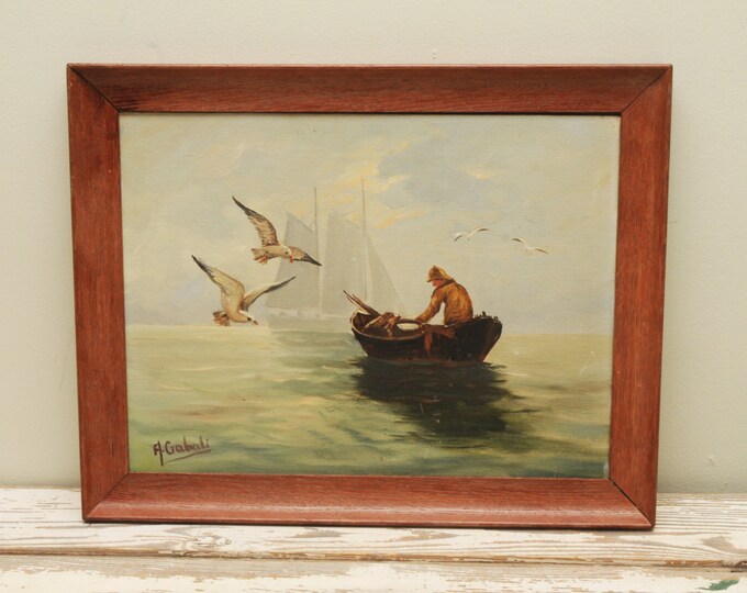 Original Painting Lobster Fishing on Cape Cod SIGNED Alfred Gabali - Etsy
