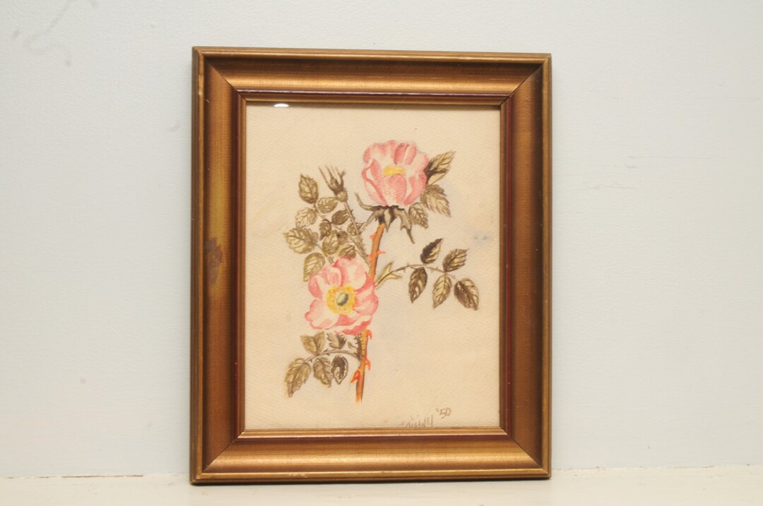 Original Watercolor Painting Roses SIGNED 1950 - Etsy