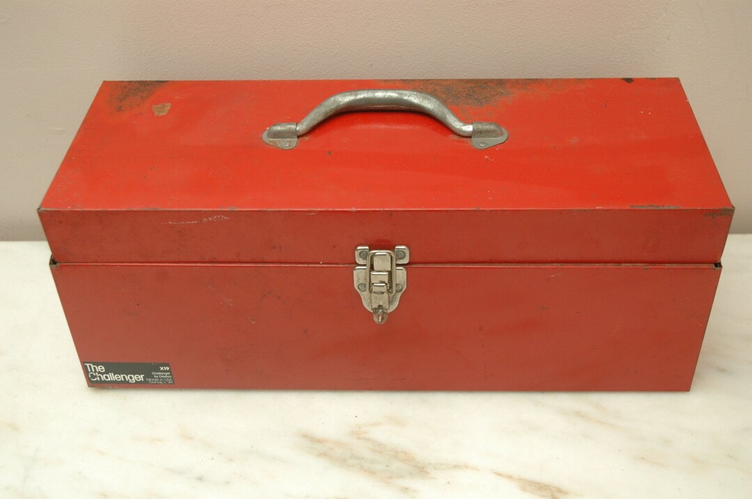 Vintage Red Metal Toolbox Disston the Challenger MADE IN USA - Etsy