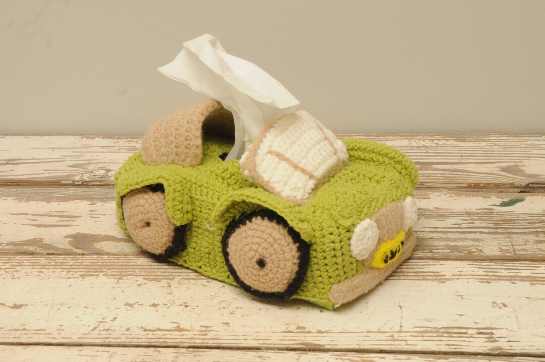 Crocheted Tissue Box Car GREEN - Etsy