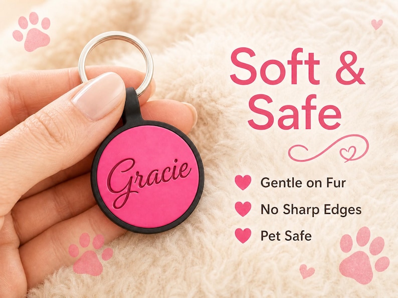 Personalized Silicone Pet ID, Quiet Jingle-free Dog Collar, Custom Name ...