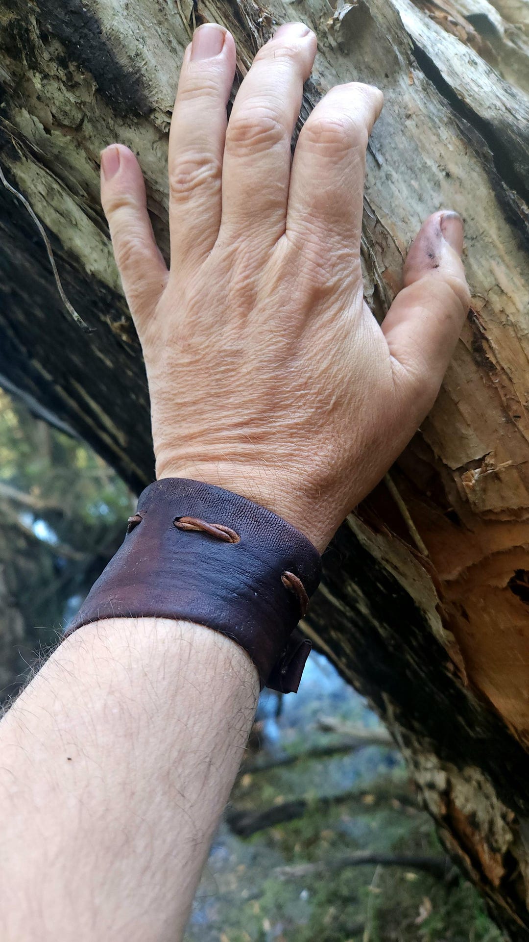 Kangaroo Tail Leather Bracelet With Brass Stud - Etsy