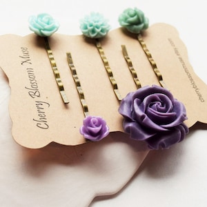 Purple and Mint Green Hair Pin Set of 5 Purple and Mint - Etsy