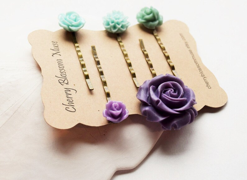 Purple and Mint Green Hair Pin Set of 5 Purple and Mint - Etsy