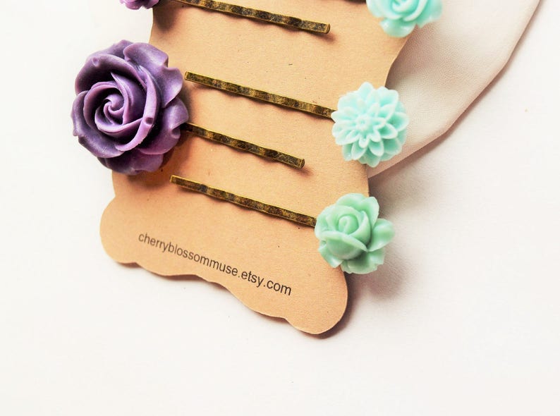 Purple and Mint Green Hair Pin Set of 5 Purple and Mint - Etsy