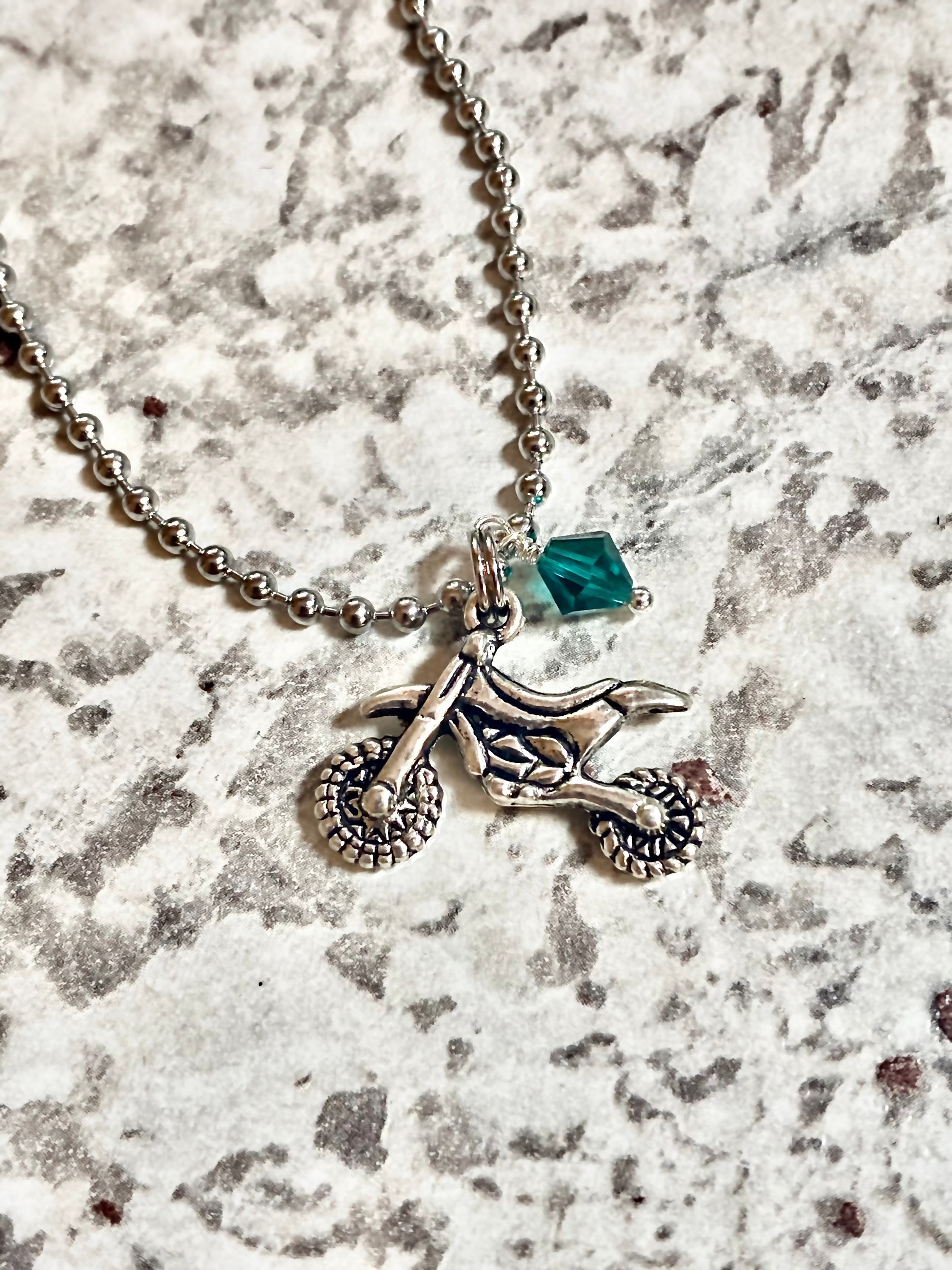 Silver Dirt Bike Necklace, Motorcycle Necklace, Dirt Bike Jewelry ...