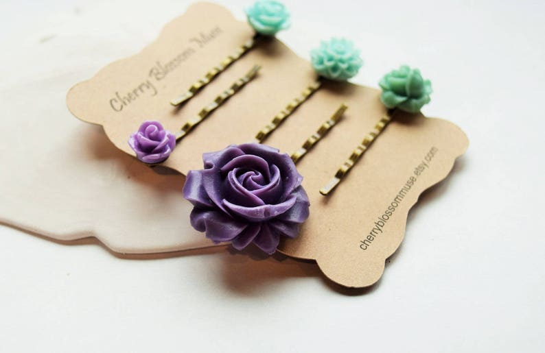 Purple and Mint Green Hair Pin Set of 5 Purple and Mint - Etsy