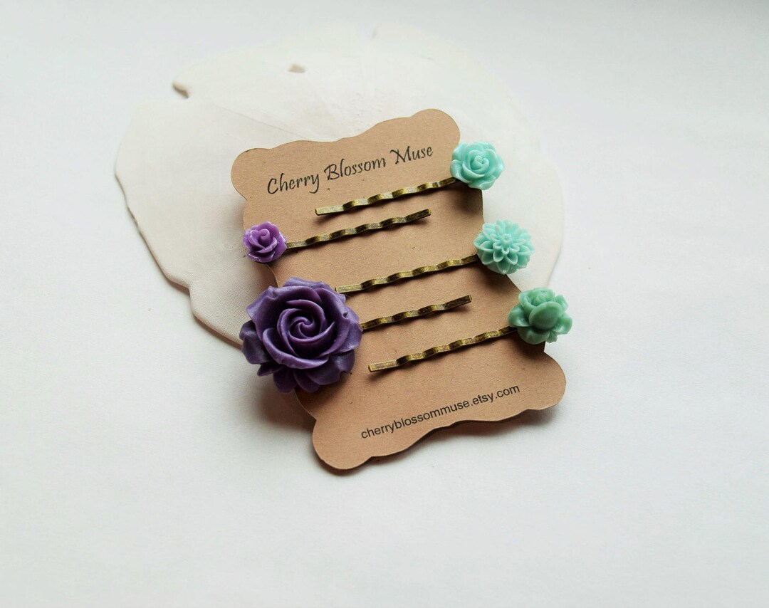 Purple and Mint Green Hair Pin Set of 5 Purple and Mint - Etsy
