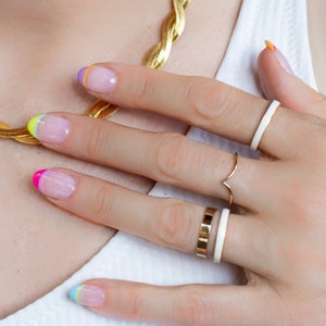 White Ring, White Enamel Stackable Ring | Dainty Gold Ring | Dainty ...