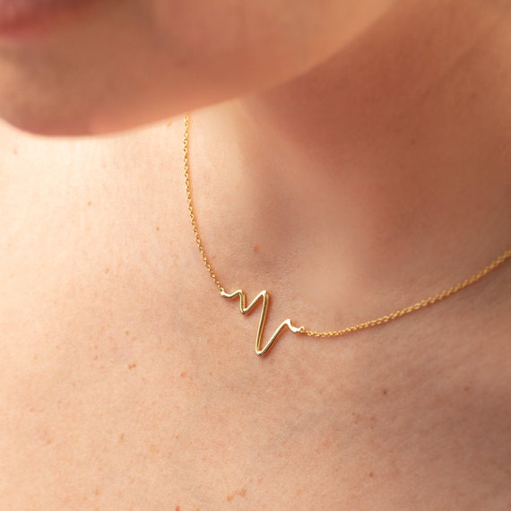 Gold Heartbeat Necklace Heartbeat Necklace ECG Necklace Delicate Minimalist Necklace Etsy