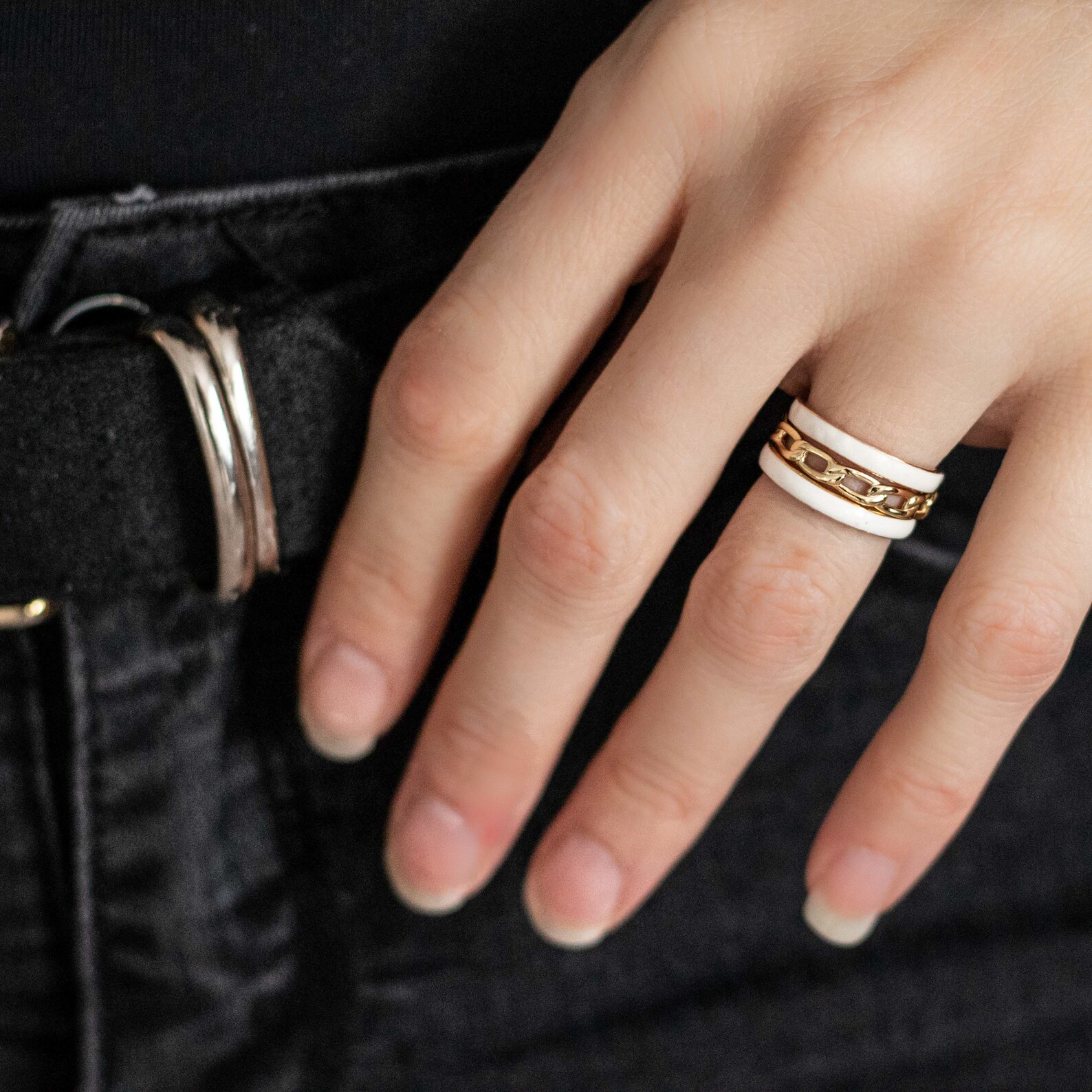 White Ring White Enamel Stackable Ring Dainty Gold Ring - Etsy