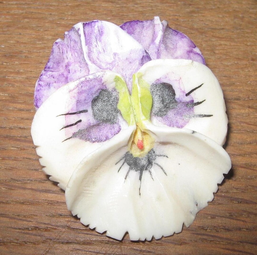 Old Carved Pansy Brooch Pin Vintage Quality Costume Jewelry #item53a - Etsy