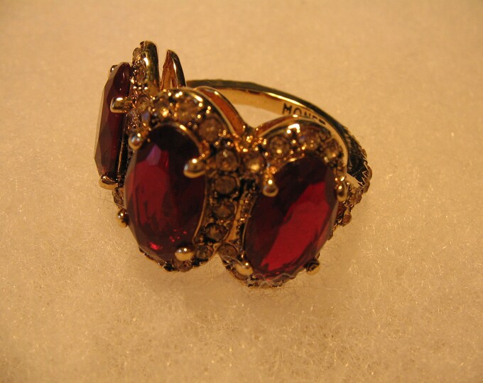 Vintage Monet Ring Costume Jewelry Red Stones Item 281a - Etsy