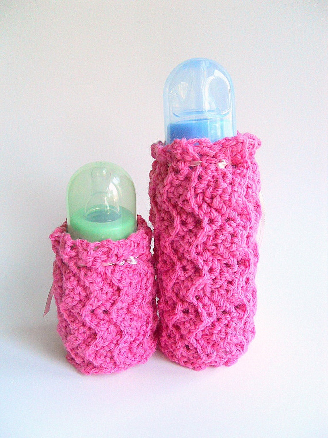 Bright Pink Baby Bottle Covers Cozy Set Newborn Girl Kozy 2 | Etsy