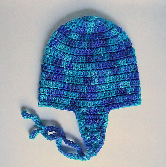 Newborn to 5 Years Old Toddler Boy Blue Hat With Earflaps and Ties Baby ...