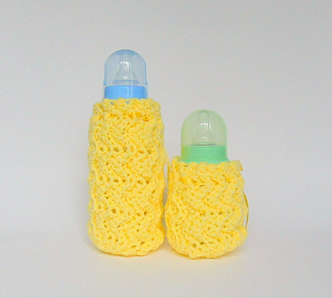 Yellow Baby Bottle Covers Two Cozies Feeding Accessory Set | Etsy