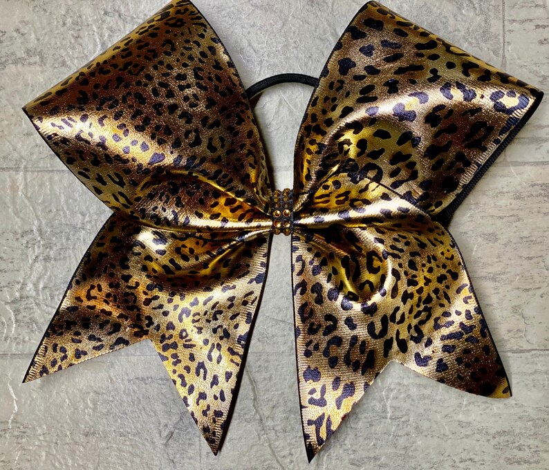 Leopard Cheer Bow Gold Hologram Leopard Print Big Bow 3x7x7 - Etsy