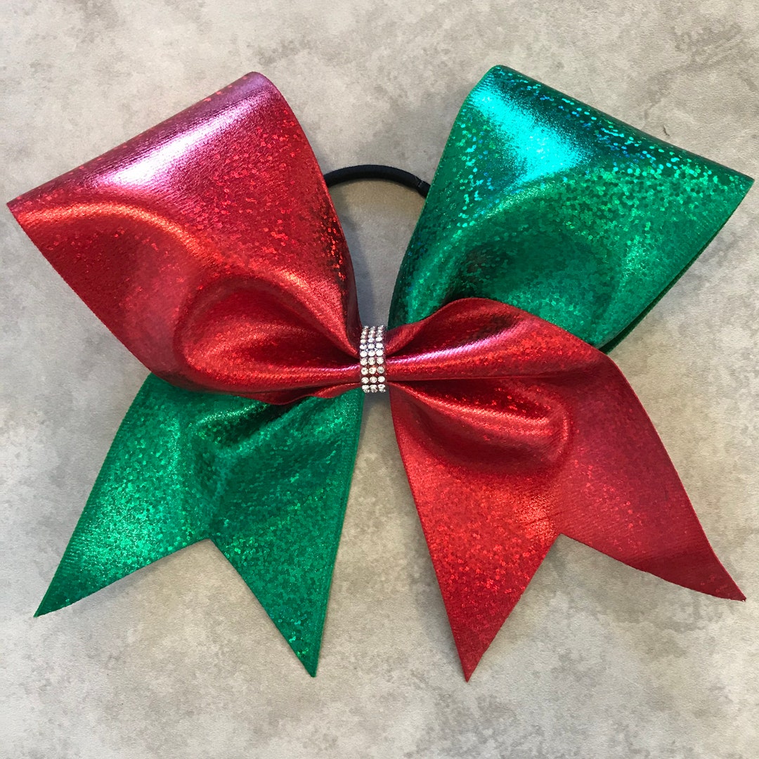 Red and Green Christmas Hologram Cheer Bow 3x7x7 - Etsy