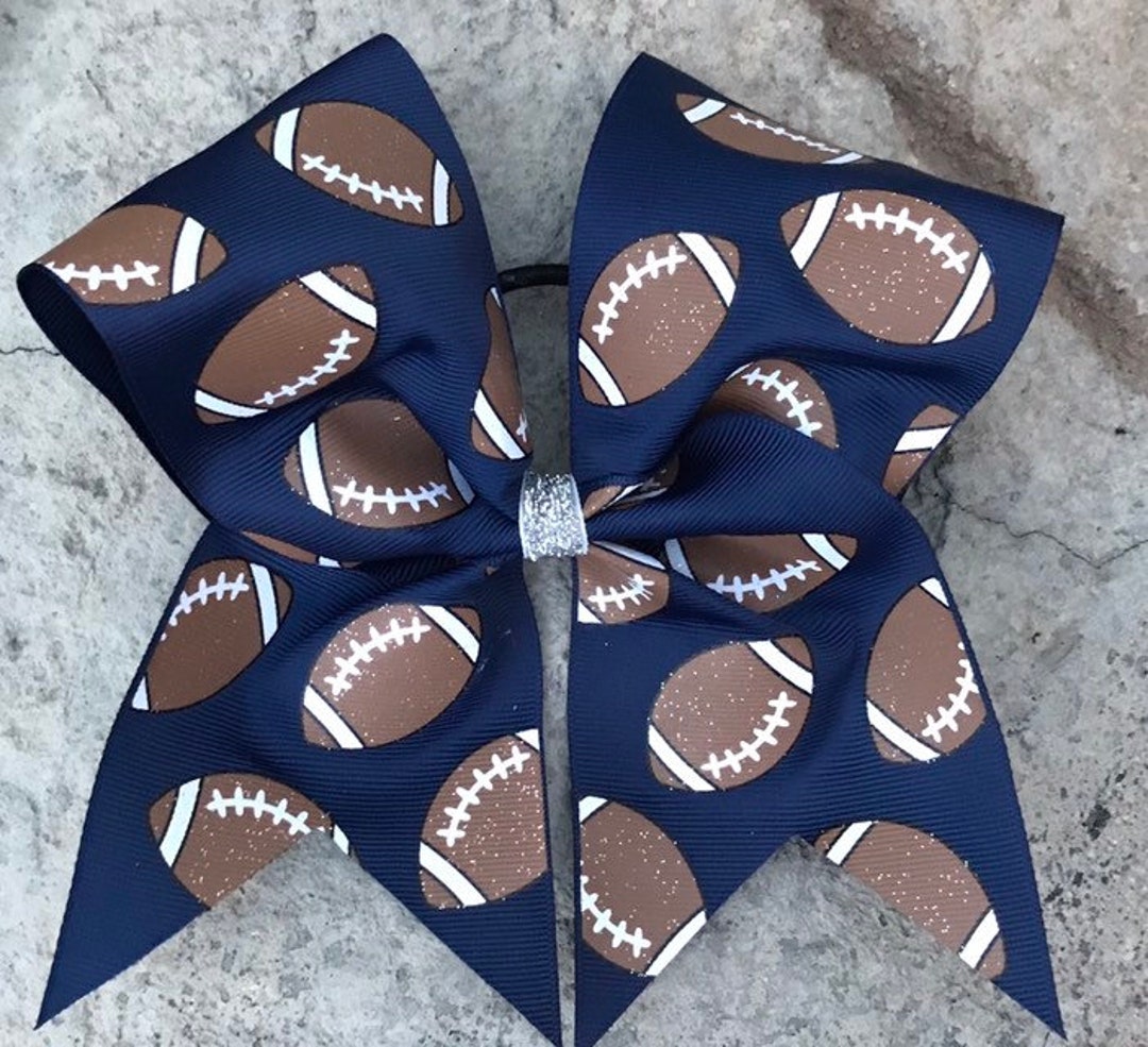 Football Cheer Bow Your Color Choice Grosgrain With Glitter Footballs ...