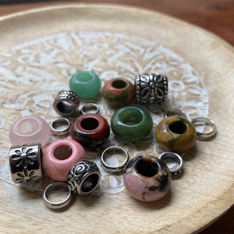 Set of 20 Rose Garden Gemstone Stainless Steel Dread Bead - Etsy