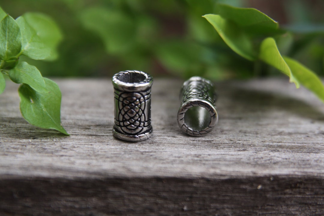Set of 2 Stainless Steel Tube Dreadlock Bead Beard 6mm Hole (1/4 Inch ...