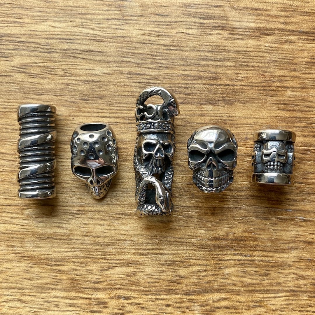 Skull Beads | Dreadlock Hair / Beard Beads 6mm Hole (1/4 Inch) Set of 5 ...