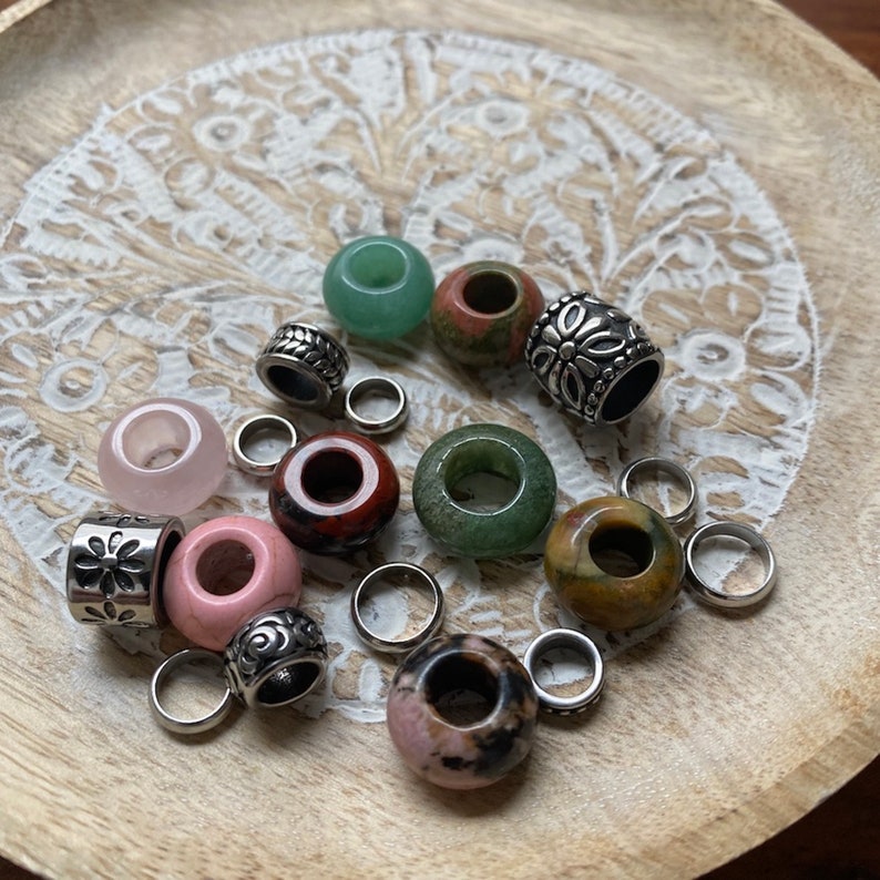 Set of 20 Rose Garden Gemstone Stainless Steel Dread Bead - Etsy