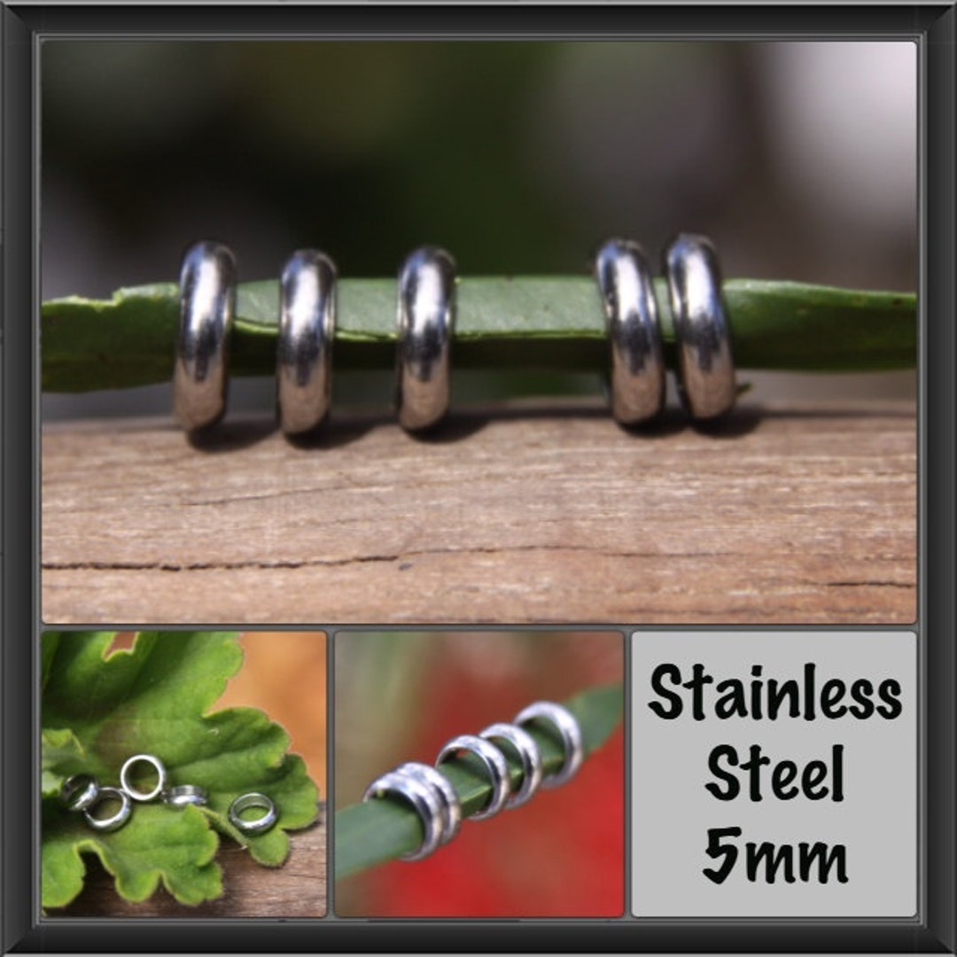20 Stainless Steel Dread Rings Dreadlock Beads 4mm / 5mm Hole (5/32 - 3 ...