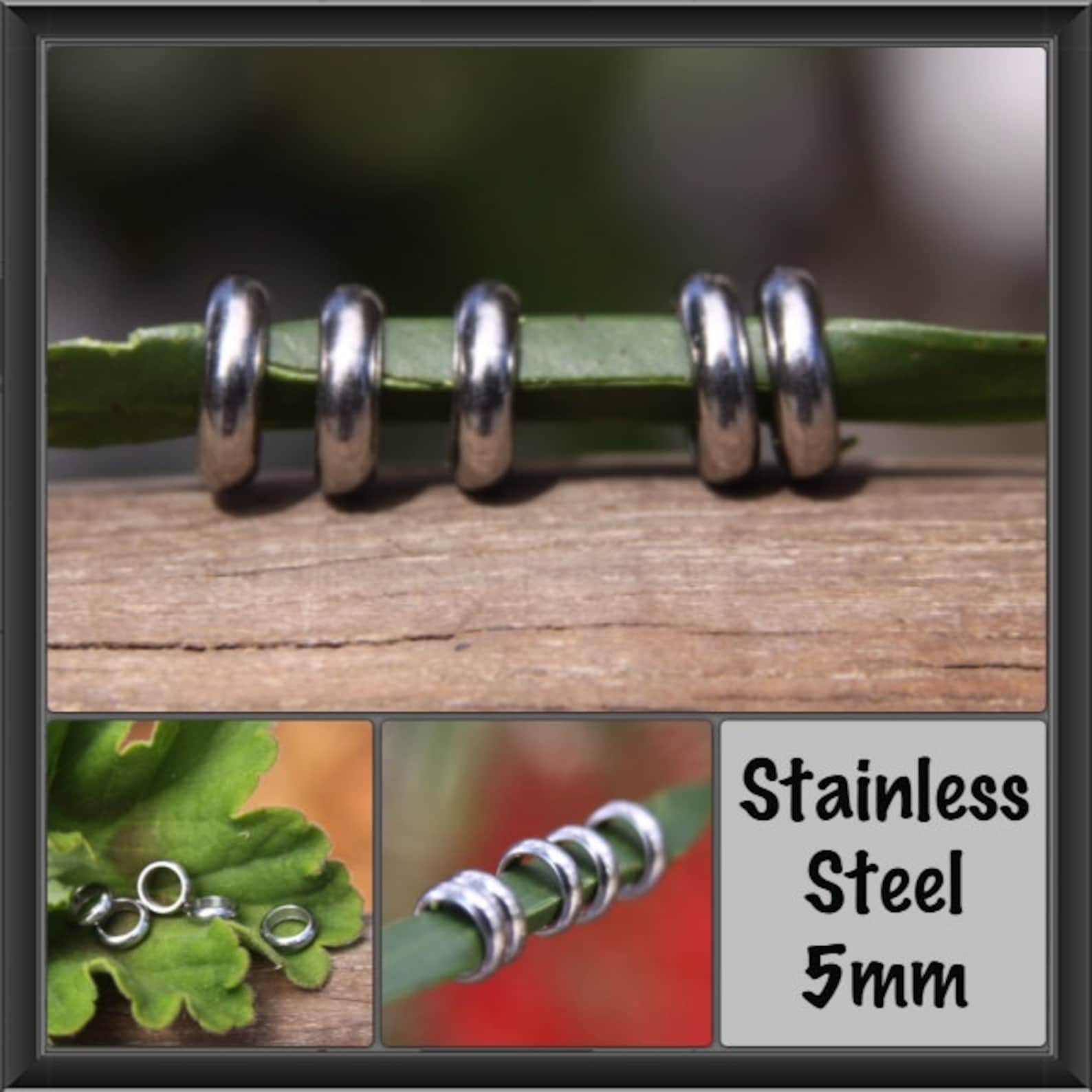 20 Stainless Steel Dread Rings Dreadlock Beads 4mm / 5mm Hole 5/32 3/16 ...