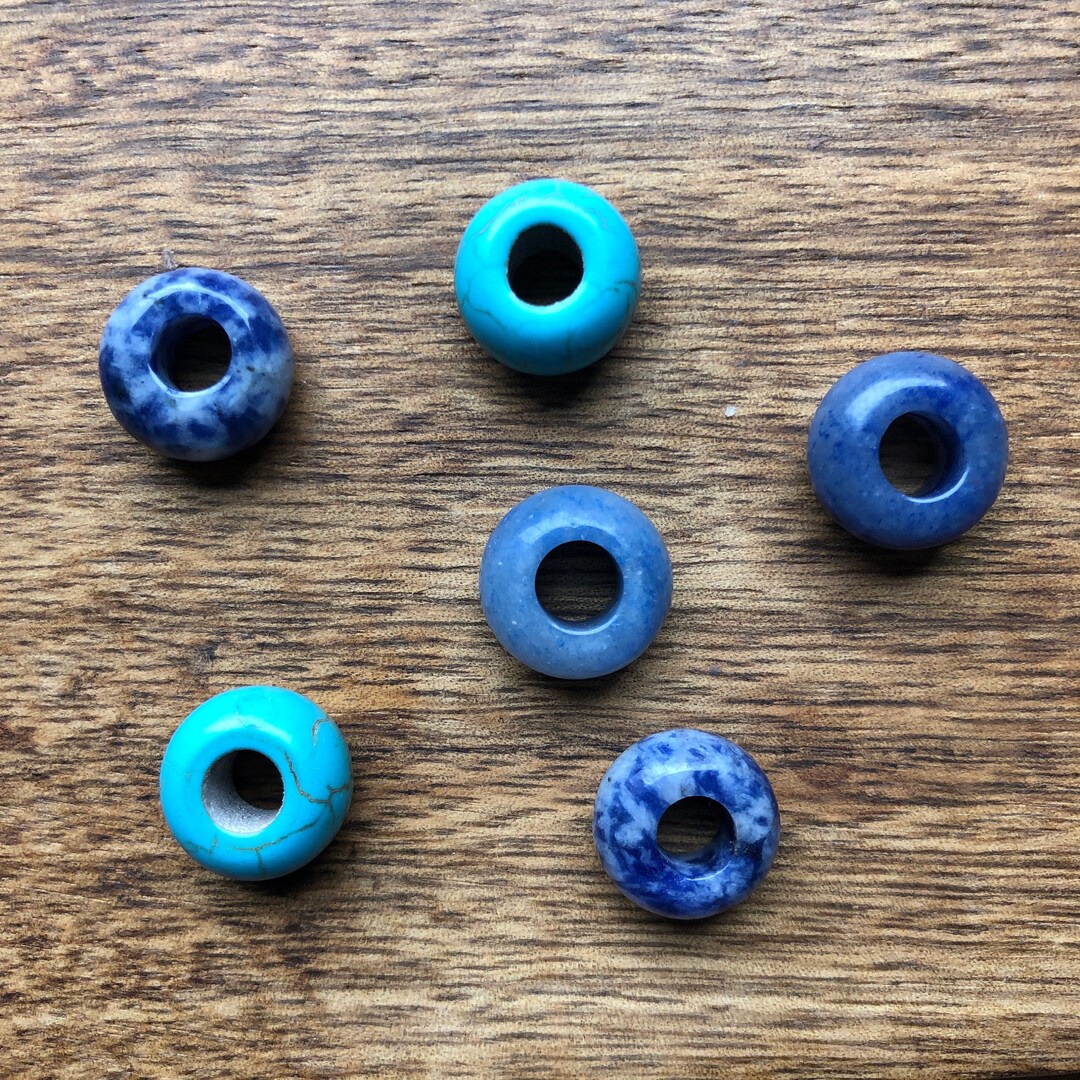 Blue Gemstone Dreadlock Beads | Aventurine, Ceramic, Stone (set of 6 ...