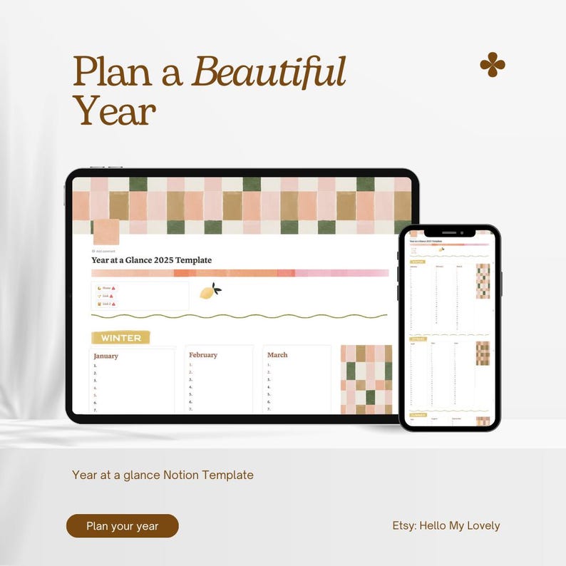 Notion Year at a Glance Template - Etsy
