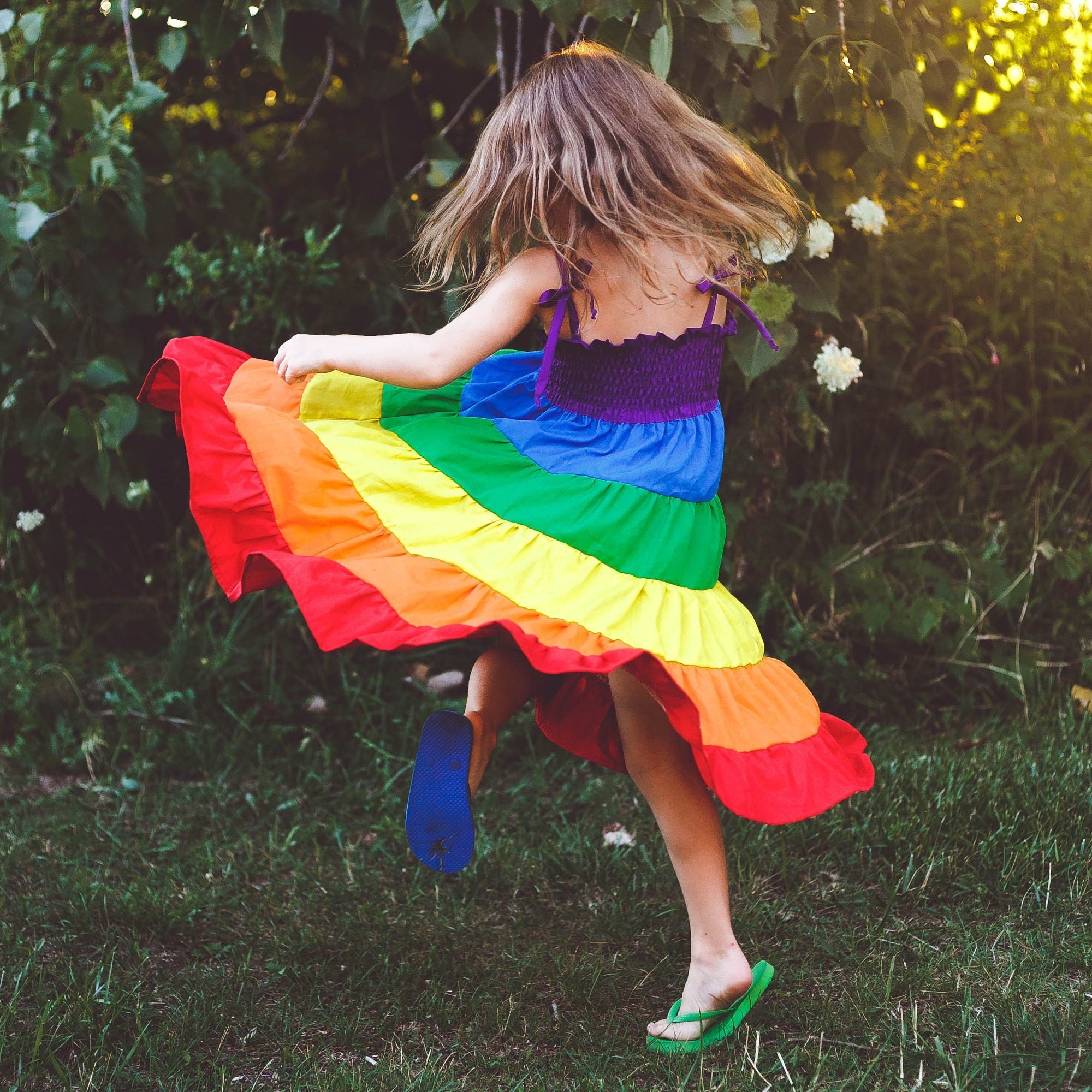 Rainbow Dress Girls Rainbow Twirl Dress Party Dress Etsy
