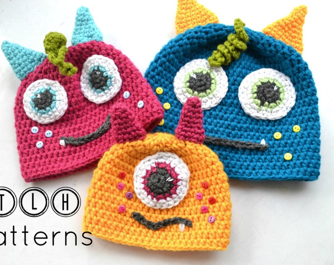 Crochet Monster Hat Pattern Crochet Hat Pattern Baby Hat - Etsy