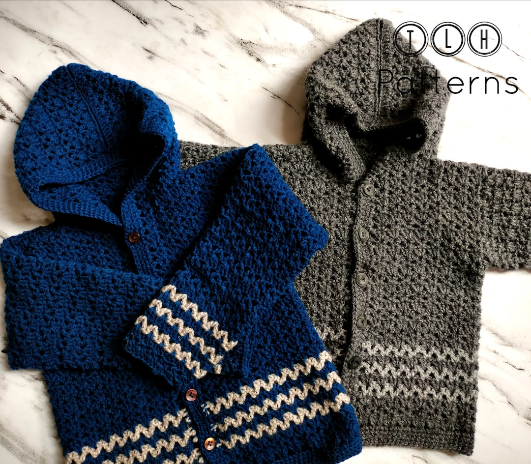 Crochet Sweater Pattern, Kids Hoodie Pattern, Crochet Hooded Cardigan ...