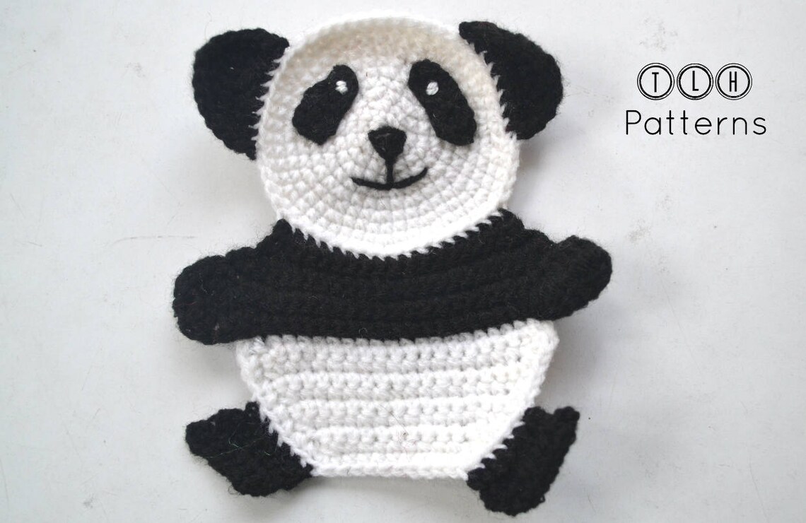 Crochet Panda Applique Pattern Panda Application Crochet | Etsy
