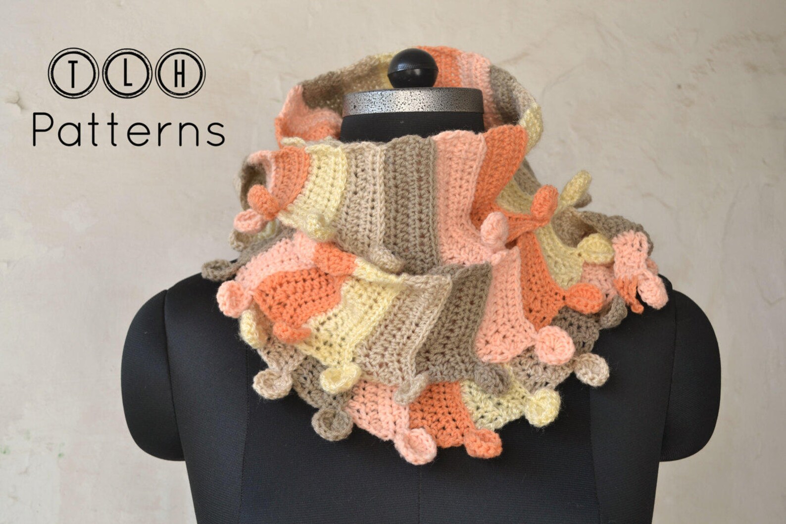 Crochet Scarf Pattern, Crochet Shawl, Crescent Shaped Scarf, Crochet ...