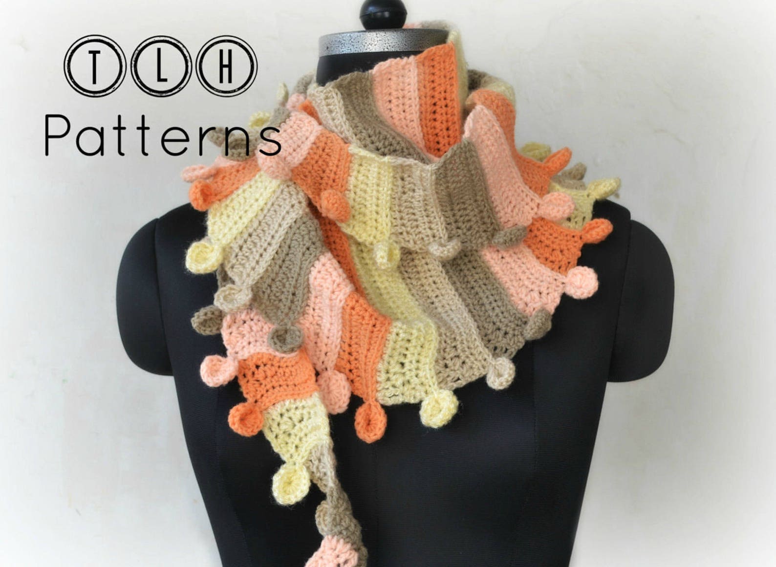 Crochet Scarf Pattern, Crochet Shawl, Crescent Shaped Scarf, Crochet ...