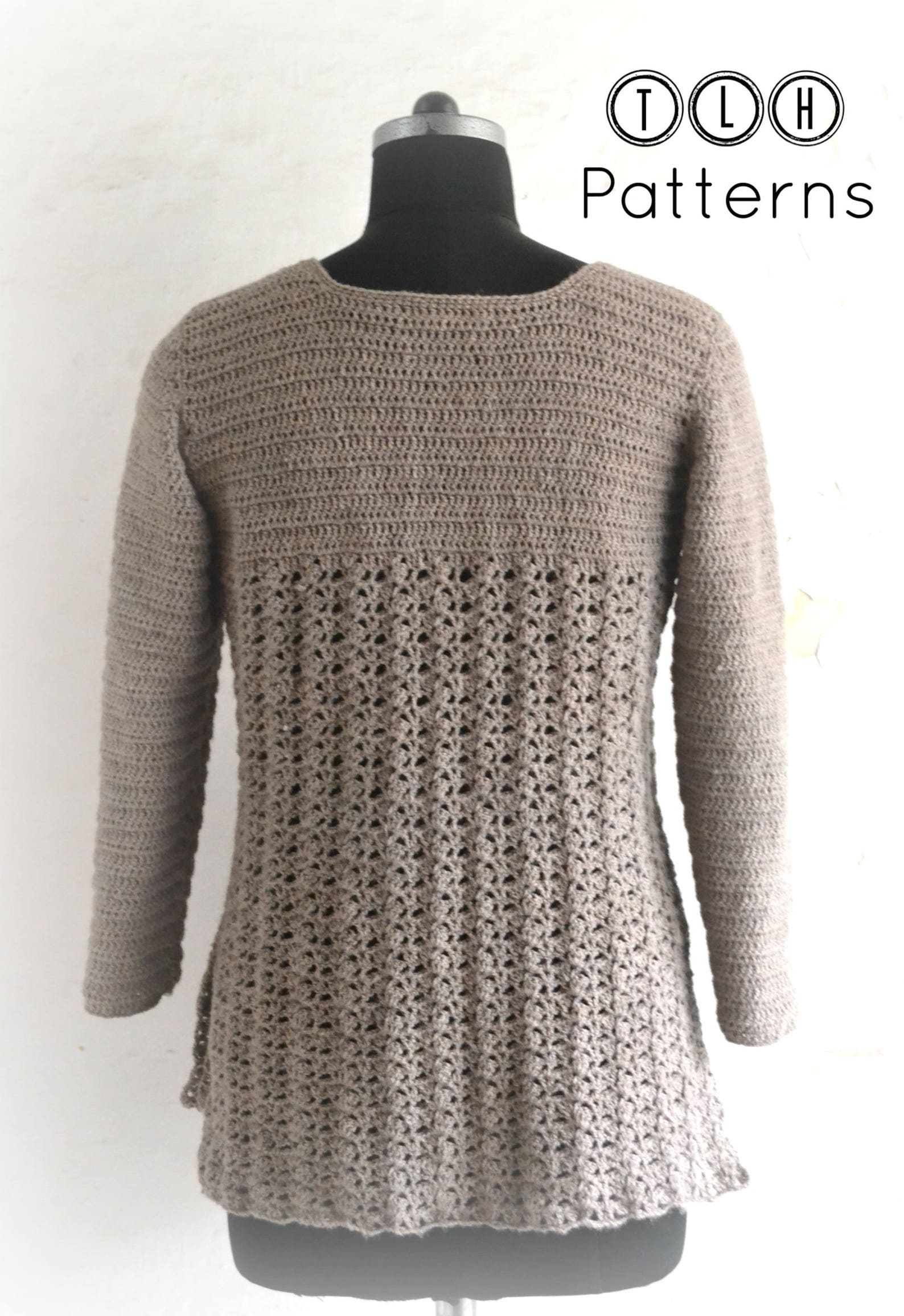 Crochet Tunic Pattern, Crochet Adult Tunic Top, Crochet Women Sweater ...