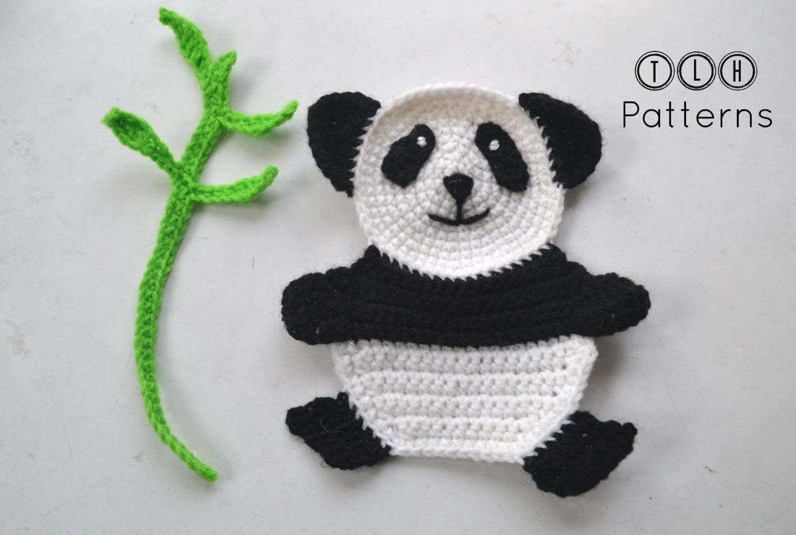 Crochet Panda Applique Pattern Panda Application Crochet | Etsy