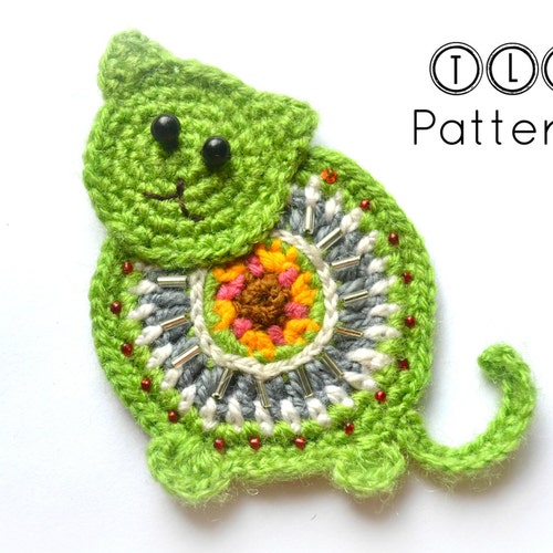 Crochet Applique Pattern Crochet Cat Applique Pattern No. 62 - Etsy